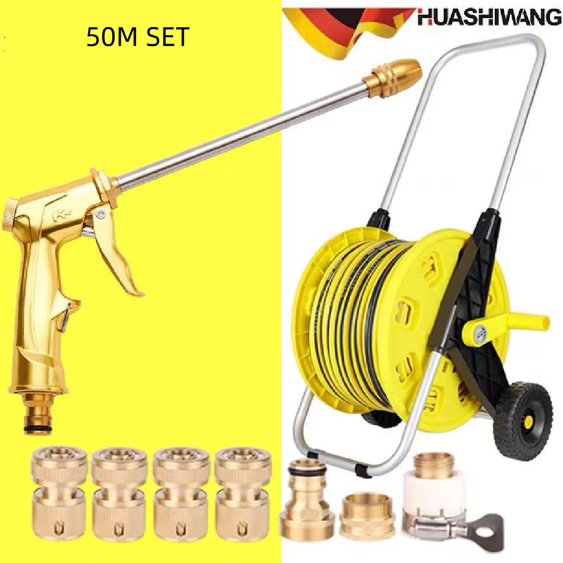 Garden Hose Set Heavy Duty Garden Hose Reel Cart with 66ft/20m/164ft ...