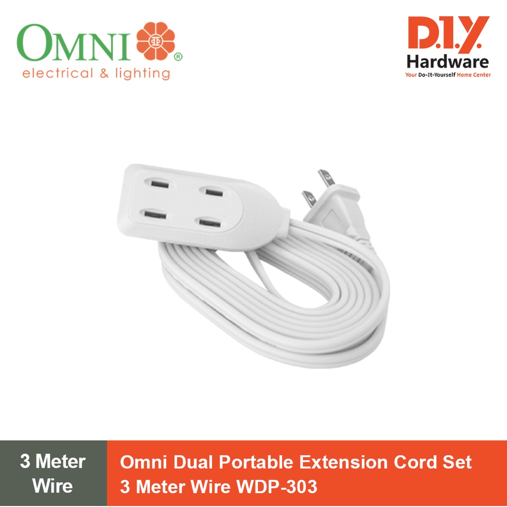 Omni Dual Portable Extension Cord Set 3 Meter Wire WDP-303 | Lazada PH