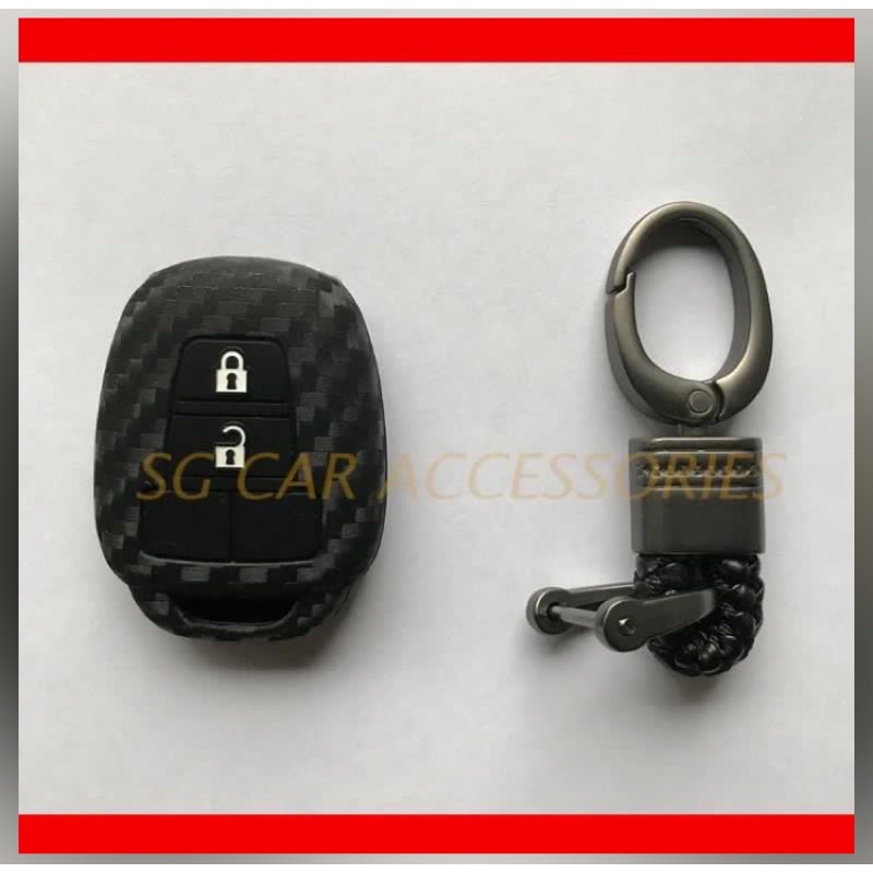 Carbon Fiber Silicone Car Key Remote Cover for Toyota Vios 2015, 2016 ...