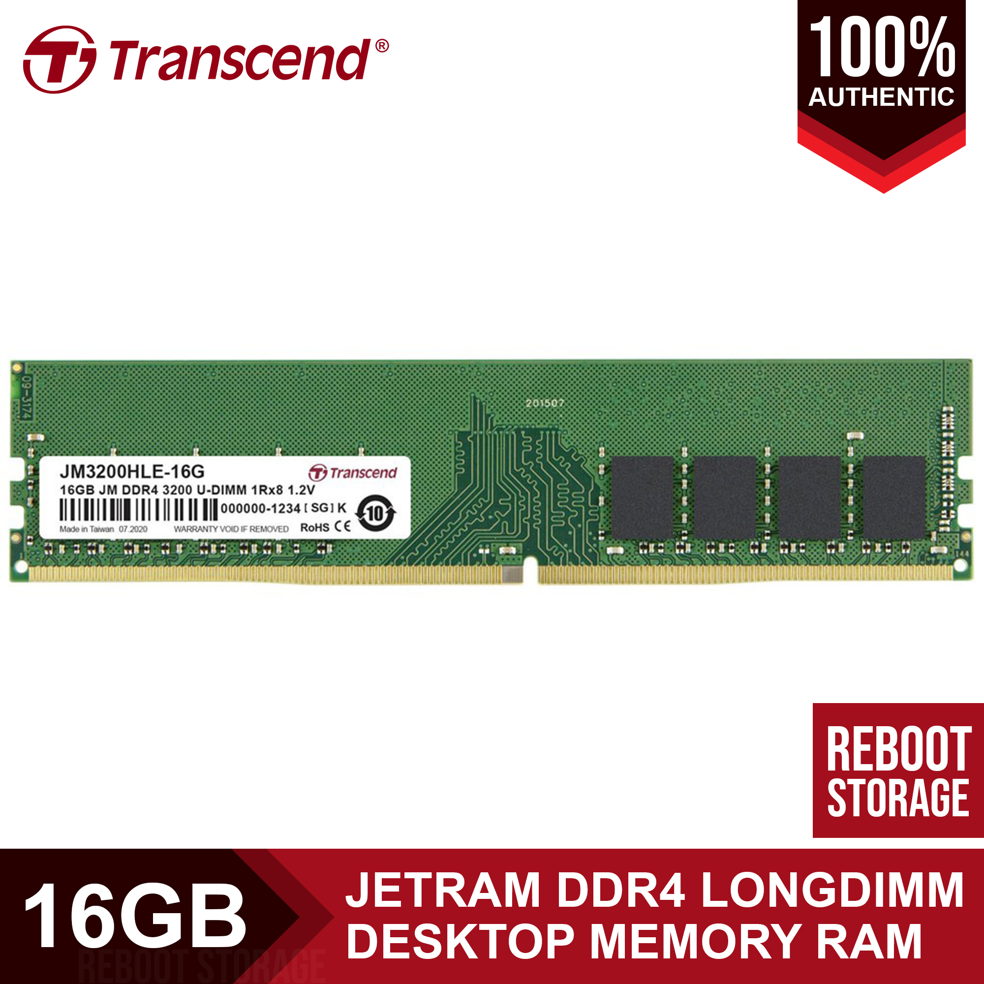 Transcend JetRam 16GB DDR4 3200 mhz Longdimm Desktop Memory Ram | Lazada PH
