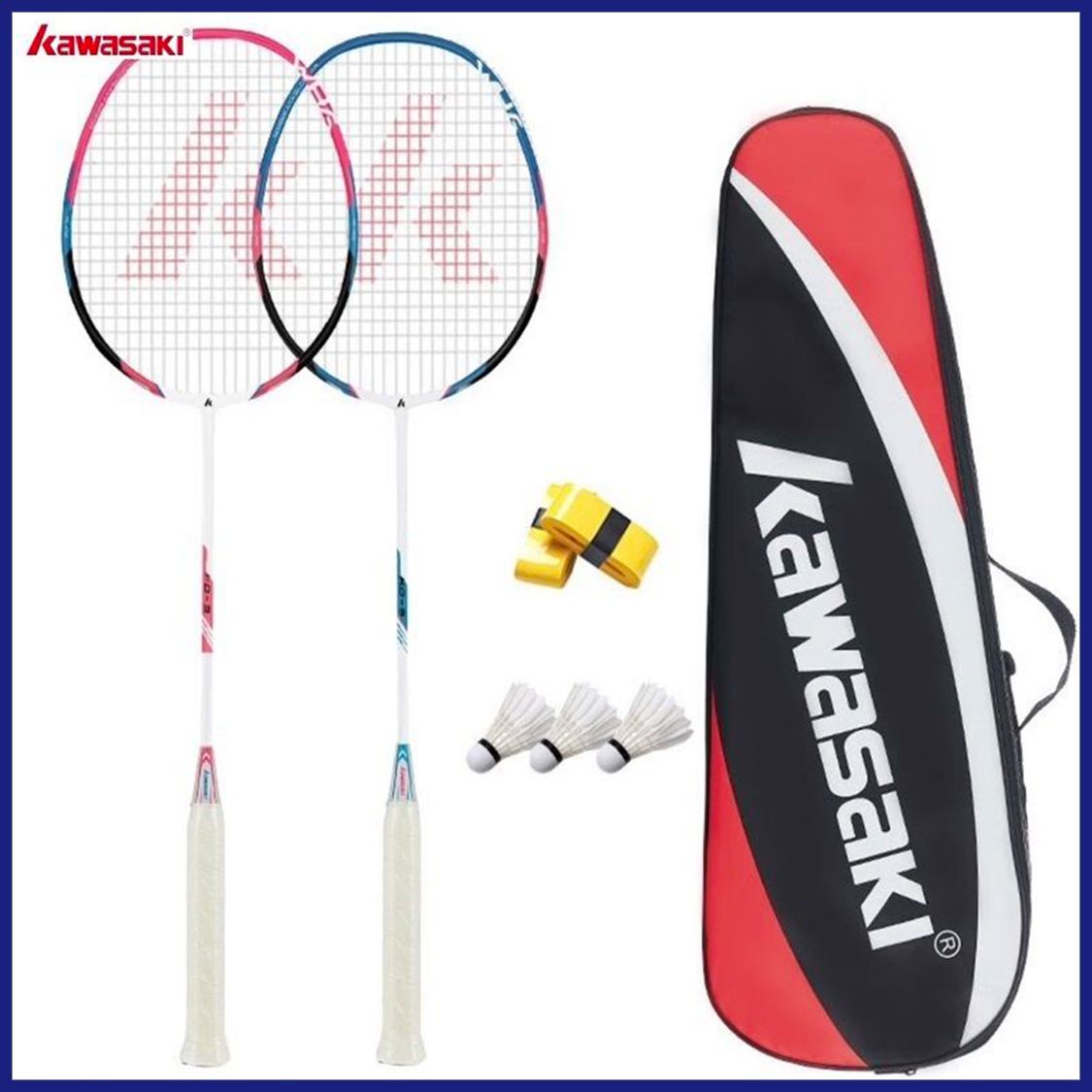 KAWASAKI badminton racket double racket ultra light carbon pair racket ...
