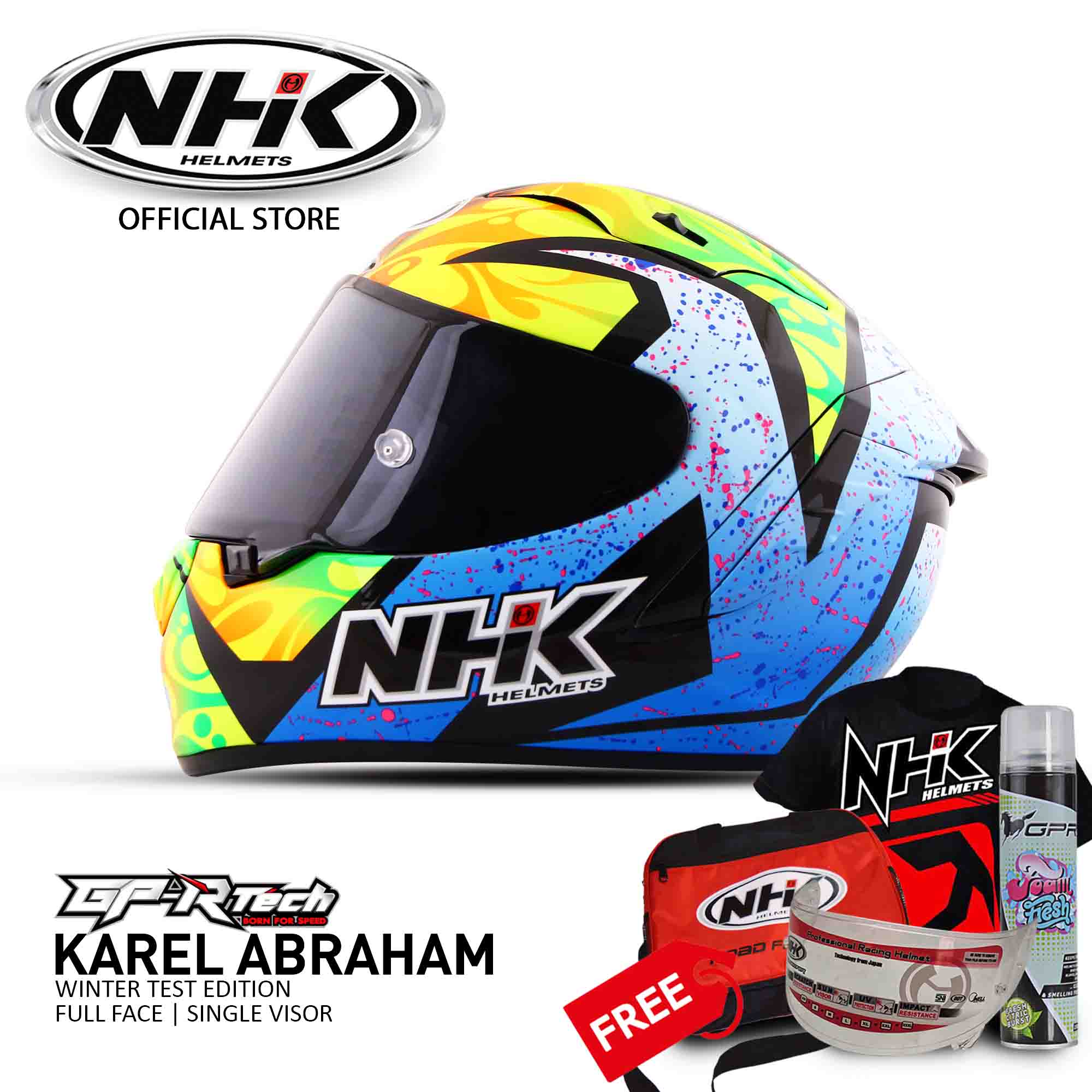 NHK HELMET GPR-TECH MOTO GP RACING HELMET KAREL ABRAHAM WINTER TEST ...