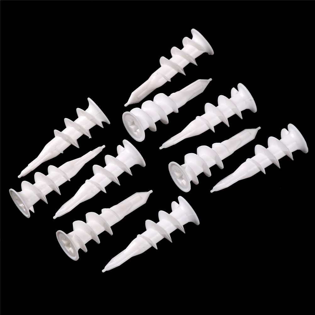 KingBe 10 Pcs Self Drilling Wall Threaded Drywall Plastic Auger Anchors ...