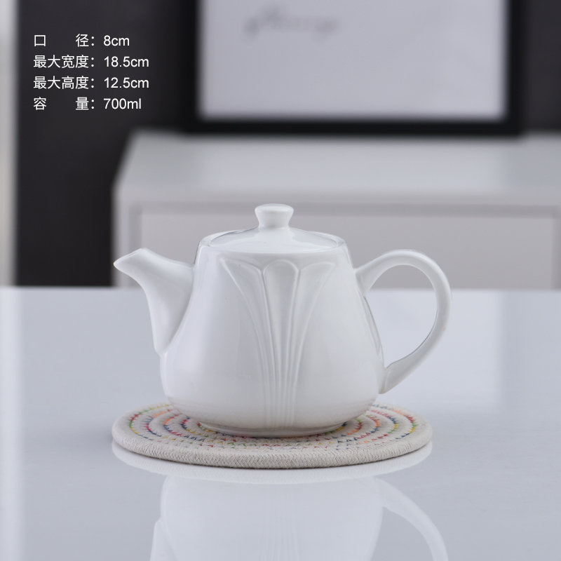 Pure White Ceramic Hotel Teapot Hotel Kettle Restaurant Yulan English ...
