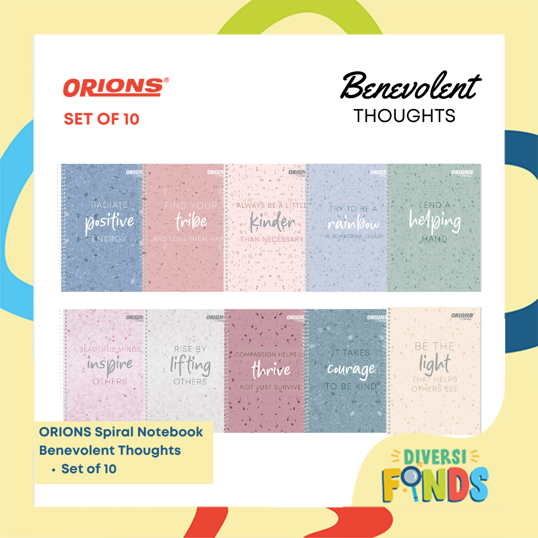 Orions THOUGHTS SPIRAL Notebook W/Plastic Jacket 80lvs- Set of 3, 6, 10 ...