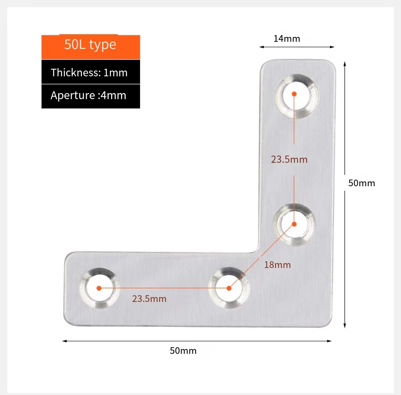 10PCS Stainless steel L bracket Metal L Shape Corner Brace Plate Flat ...