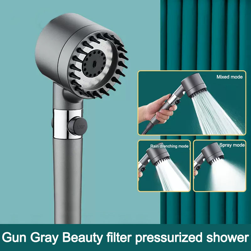 Rain Black 3 in 1 Set High Pressure Bathroom Shower Sprayer Handheld ...