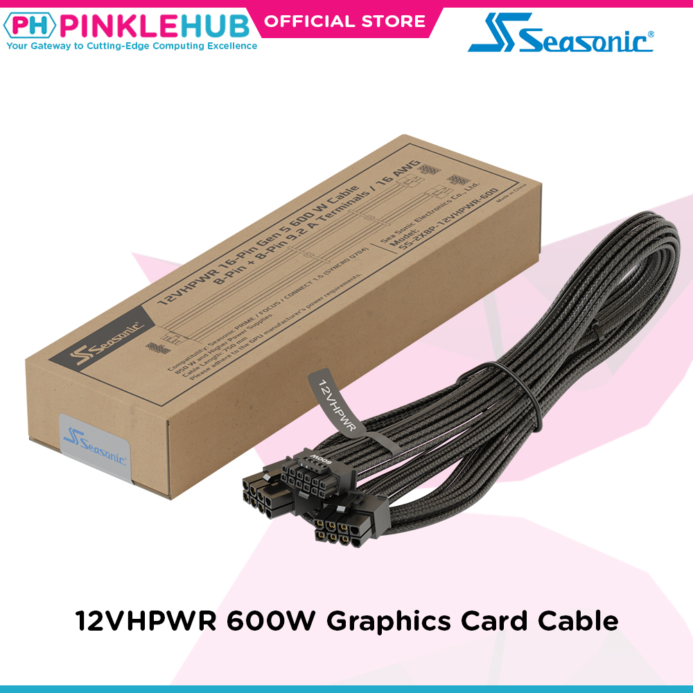 PinkleHub | SEASONIC 12VHPWR 600 W graphics card cable 2x 8-pin to 1x 12VHPWR - High Current ...
