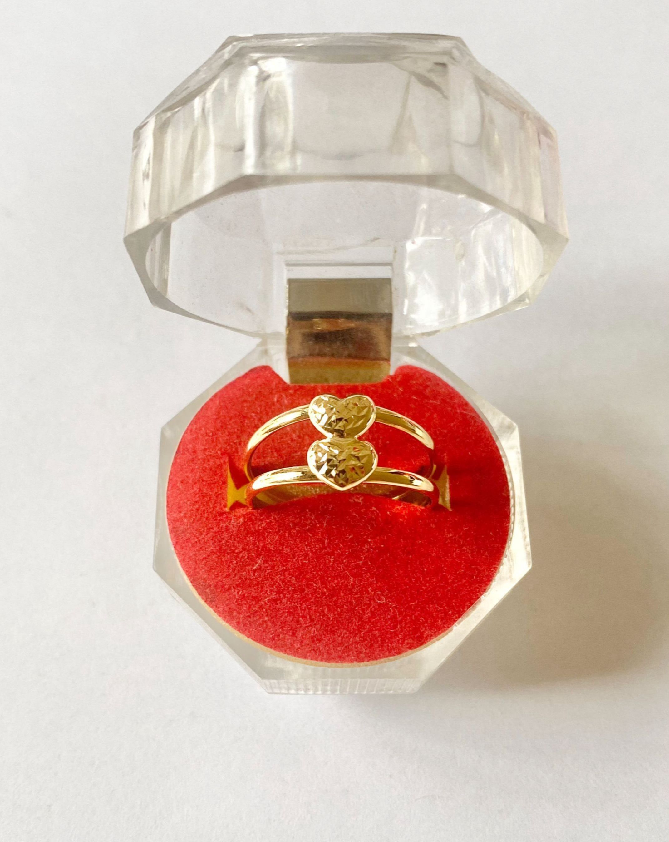 Pawnable 18K Saudi Gold Heart Double Ring | Lazada PH