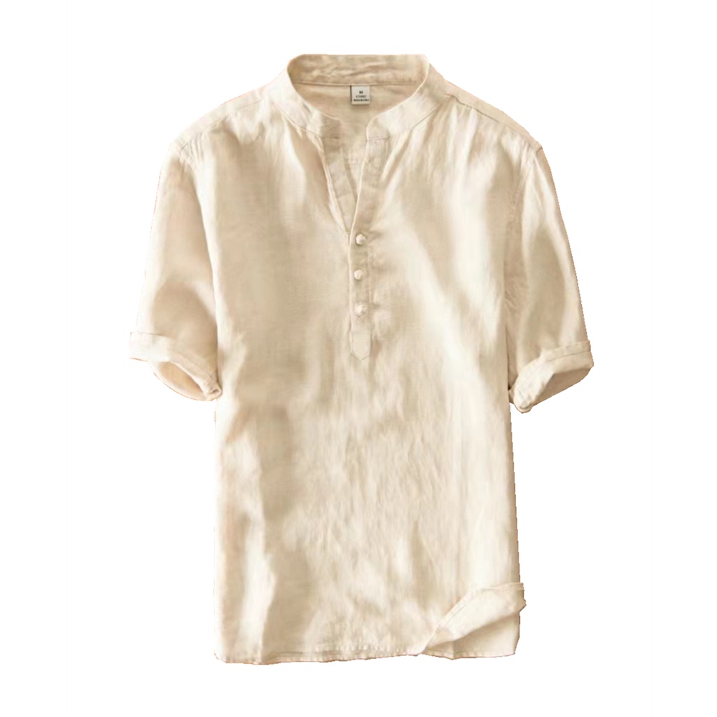 Chinese Collar Polo for Men Short Sleeve Cotton 4 Colors SIze M to XL ...