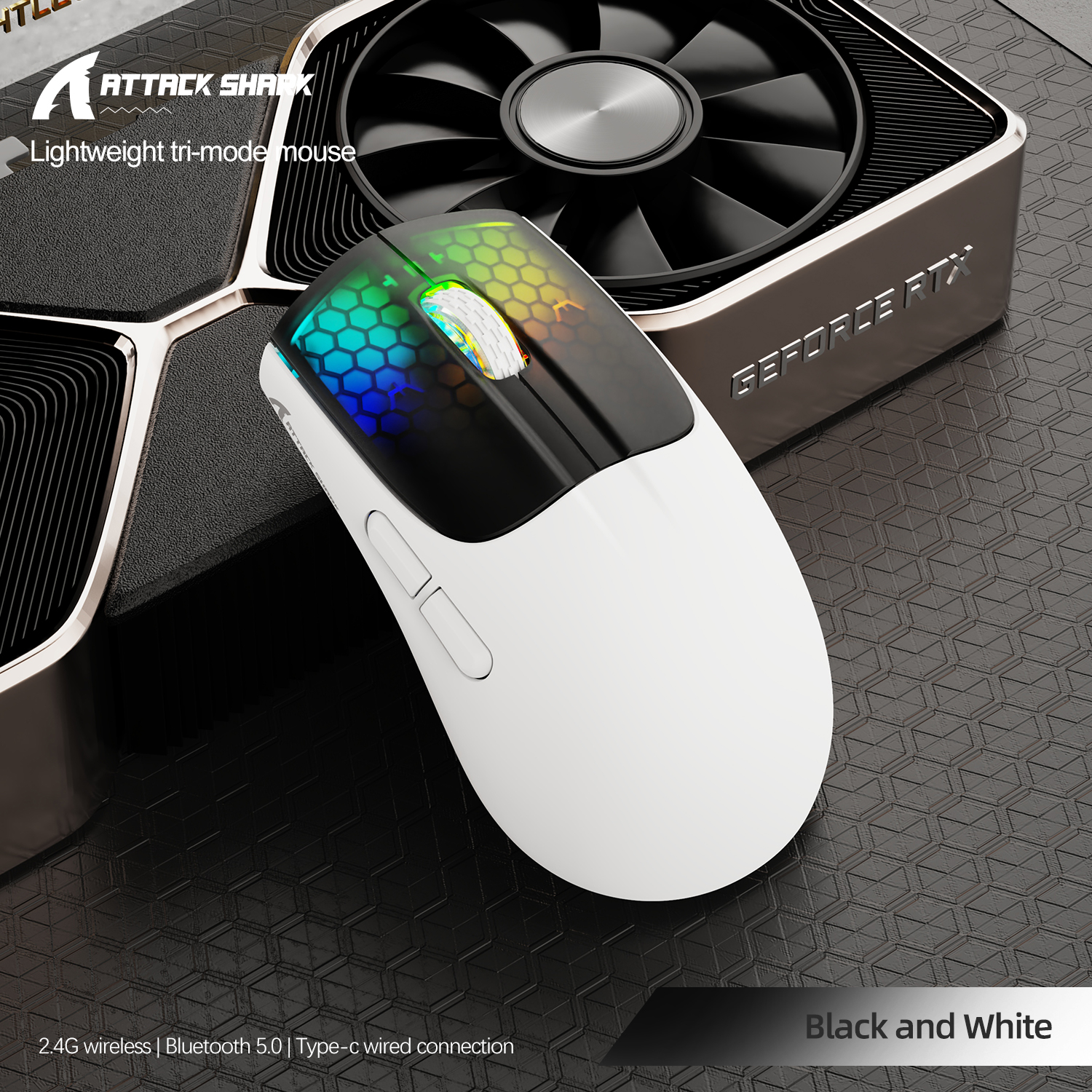Attack Shark X5 RGB Wireless 3 Modes Gaming Mouse Backlit Ultralight ...