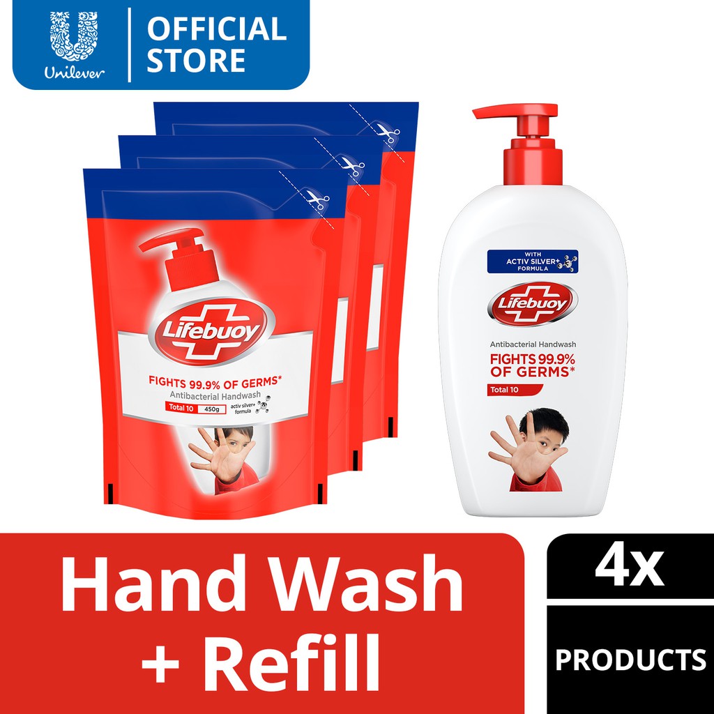 [Suilt Pack] Lifebuoy Total 10 Antibacterial Handwash + Triple Refill ...