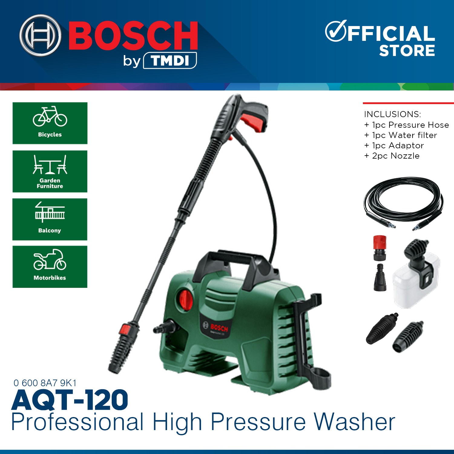 BOSCH Easy Aquatak 120 High Pressure Washer 1500W AQT-120 / AQT120 ...