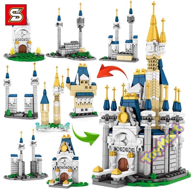 NEW 8 in 1 Mickey Mouse Disney Castle LEGO Assemble to Big Castle ...