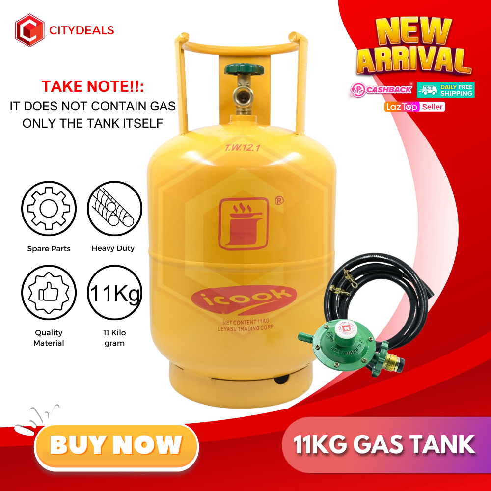 LPG Gas Tank 11kgs with Low Pressure Gas Regulator and 1.25Meter Hose iCook | Lazada PH