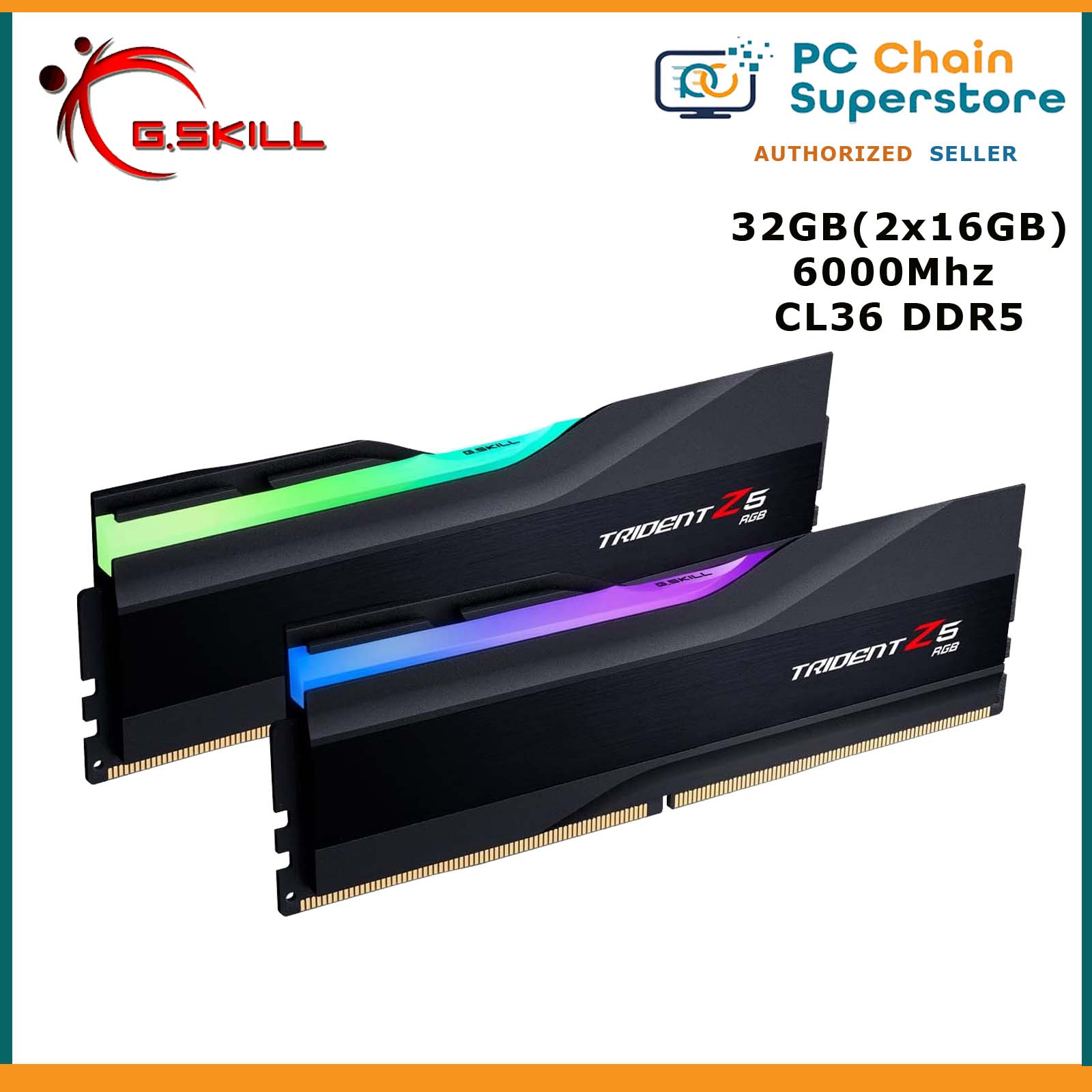Gskill Trident Z5 RGB INTEL XMP 32GB (2x16GB) 6000Mhz CL36 DDR5 Desktop ...