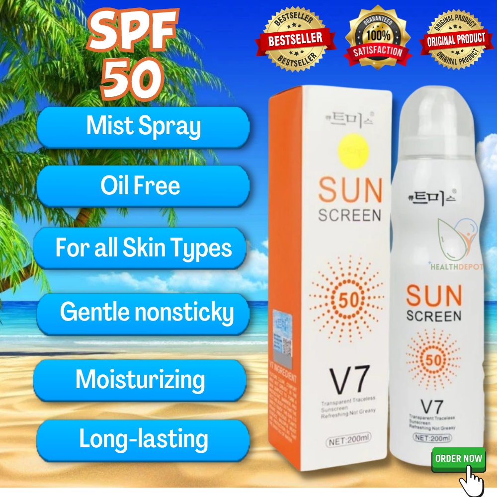 Sunscreen SPF50 V7 Korean Spray Lotion ORIGINAL Instant Whitening Water ...