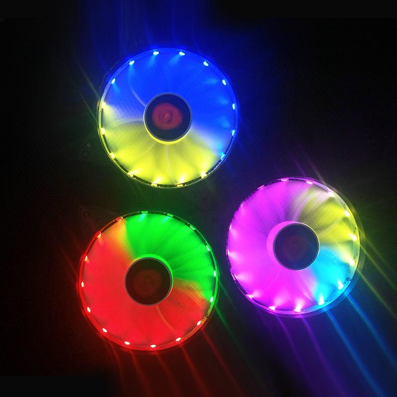 COOLMOON Computer Case PC Cooling Fan RGB Adjust LED 120mm Quiet + IR ...