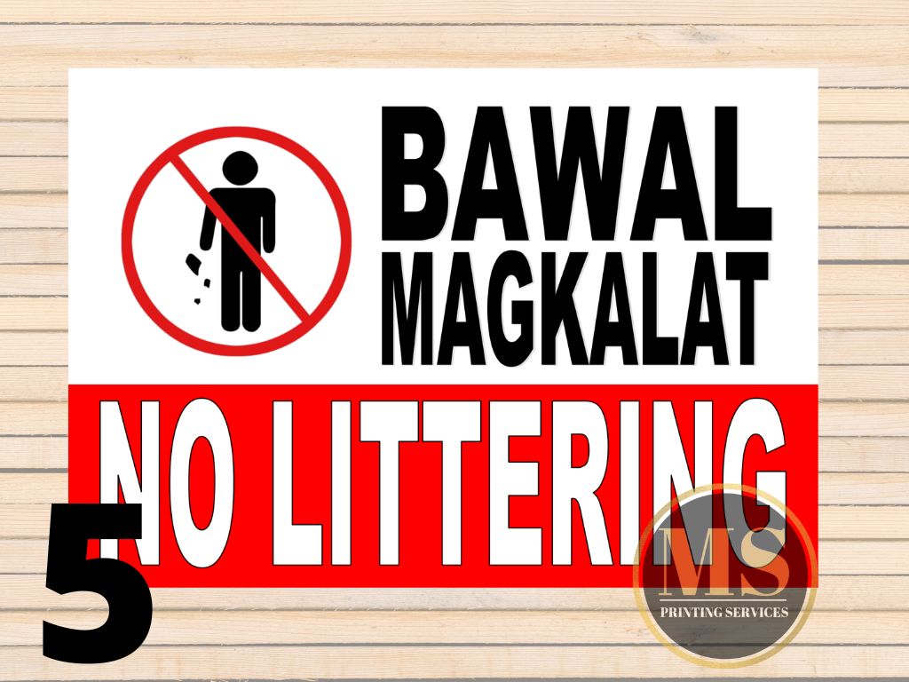 Bawal Magtapon ng Basura Bawal Magkalat No Littering Signage (Laminated ...