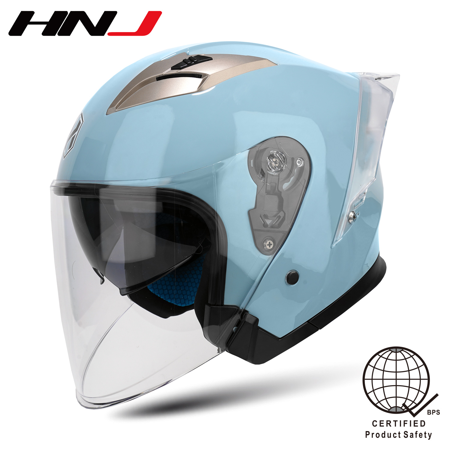 HNJ 916 Motorcycle Half Face helmet with icc Original men dual visor ...