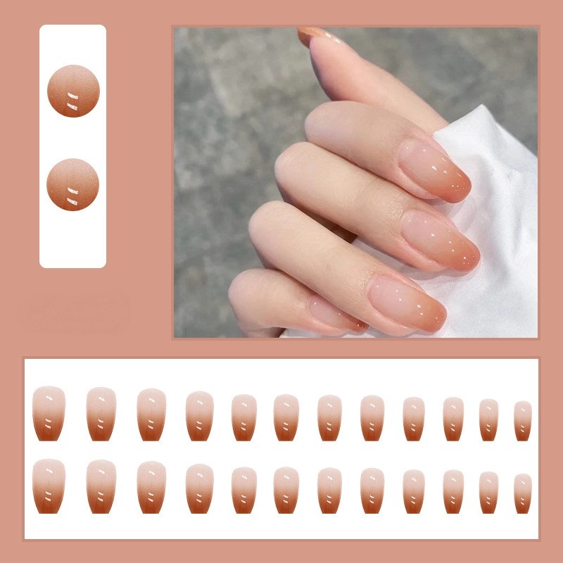 【COD】24pcs fake nails set with glue long artificial nails hand-painted ...