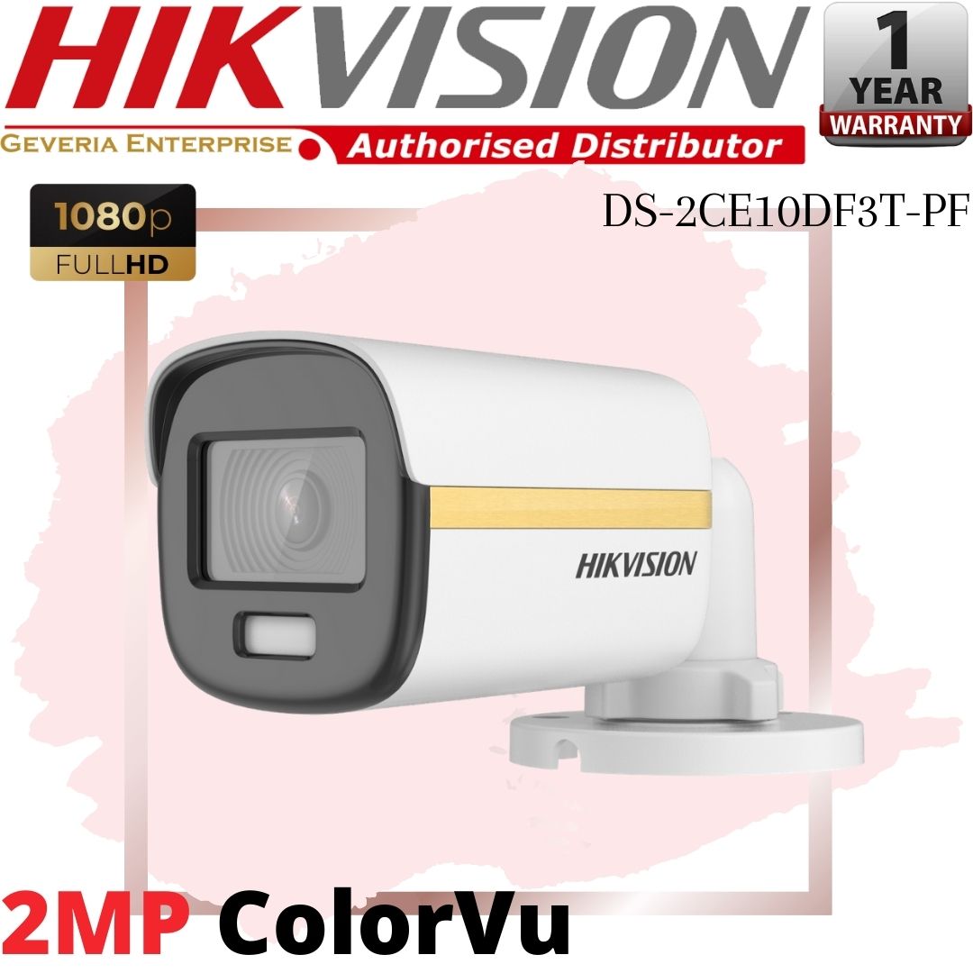 Hikvision DS-2CE10DF3T-PF 2MP ColorVu Fixed Mini Bullet Camera - 1 Year ...