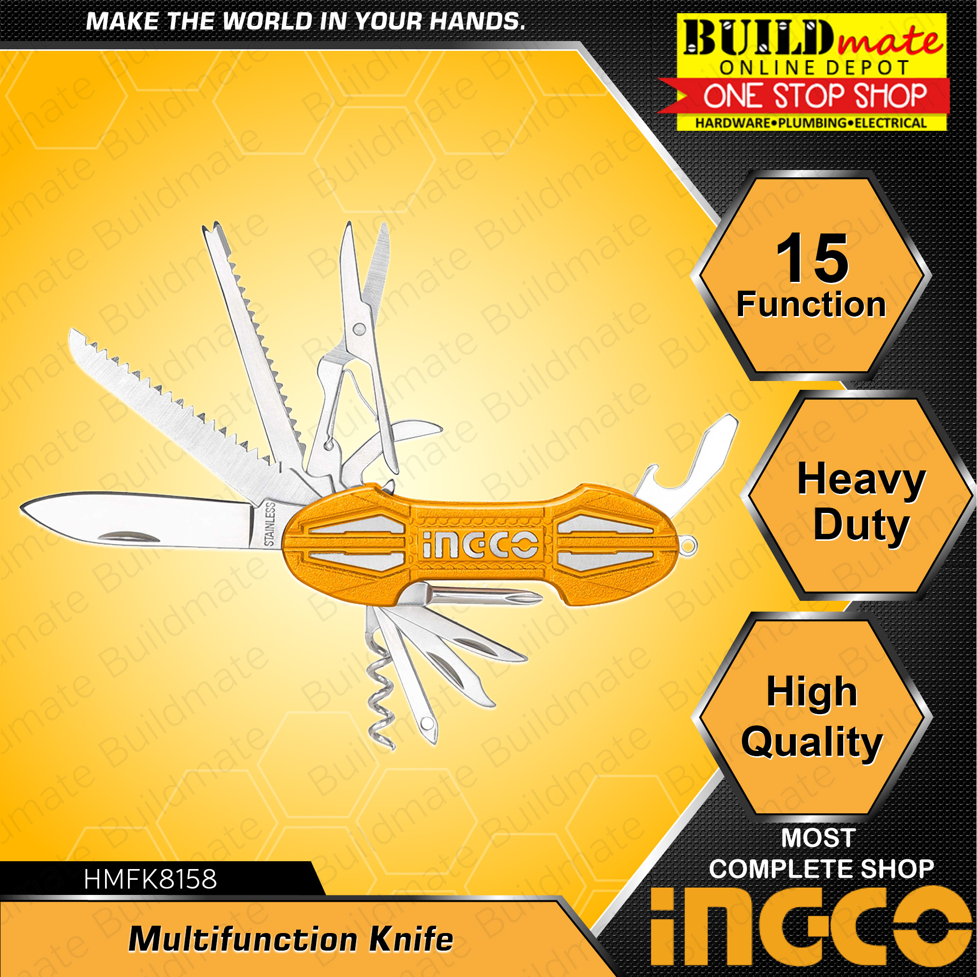 INGCO Multifunction Knife 15 Functions HMFK8158 •BUILDMATE• IHT | Lazada PH