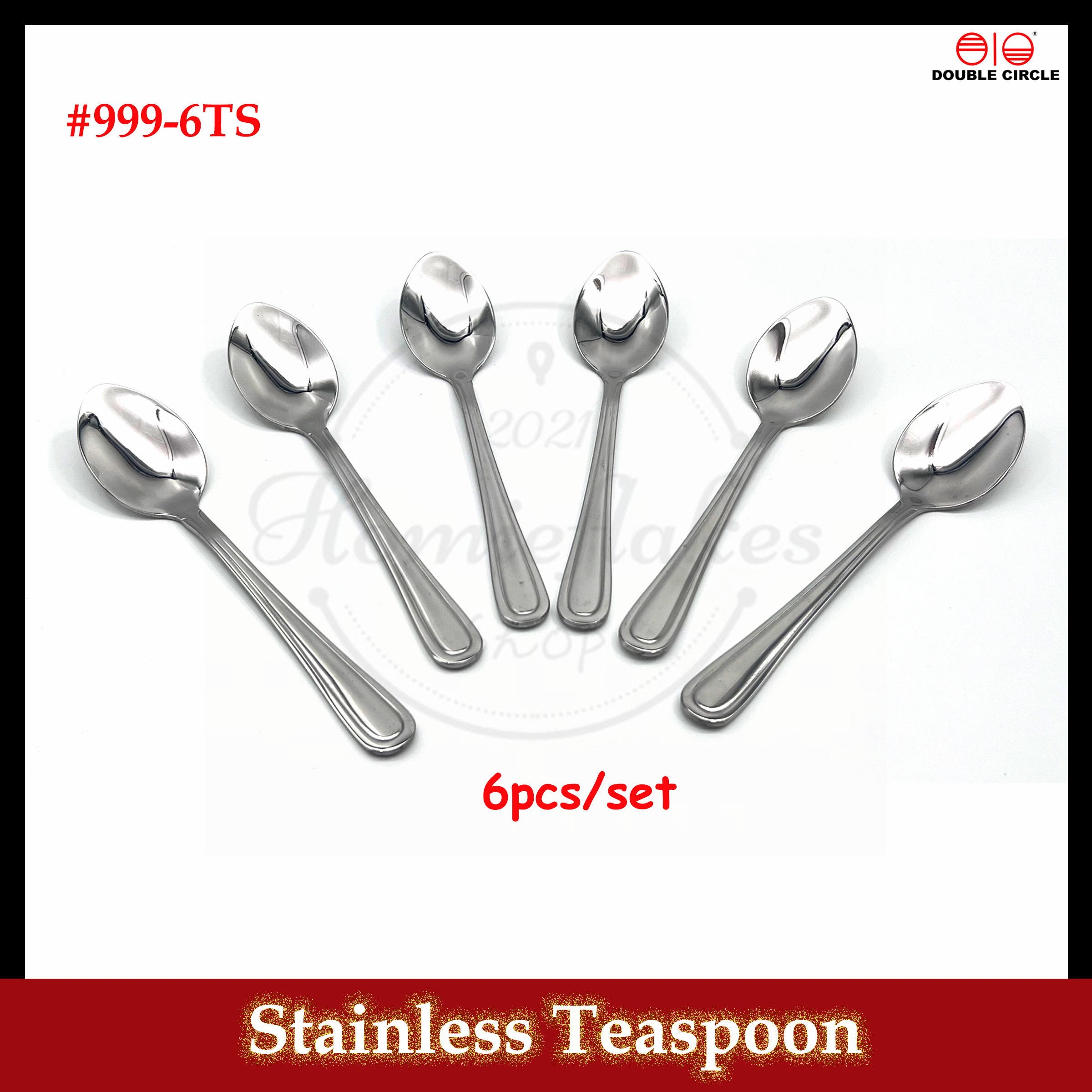 DOUBLE CIRCLE High Quality Stainless Steel Teaspoon 6pcs/set 999-6TS ...