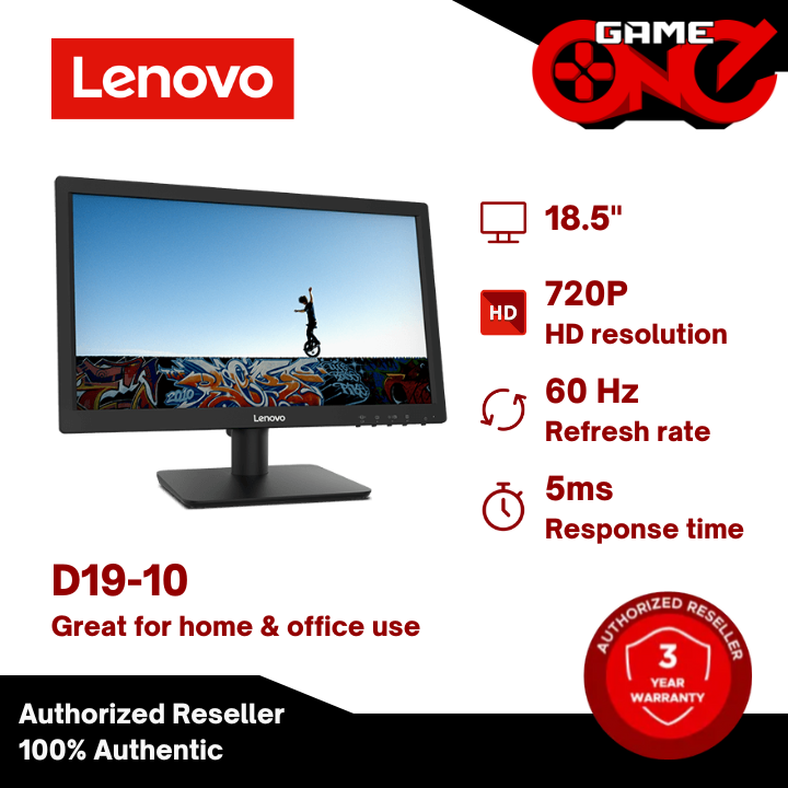Lenovo D19-10 18.5" 60Hz Flat Panel Office Monitor | HDMI Port TN Panel Type Raven Black | Lazada PH