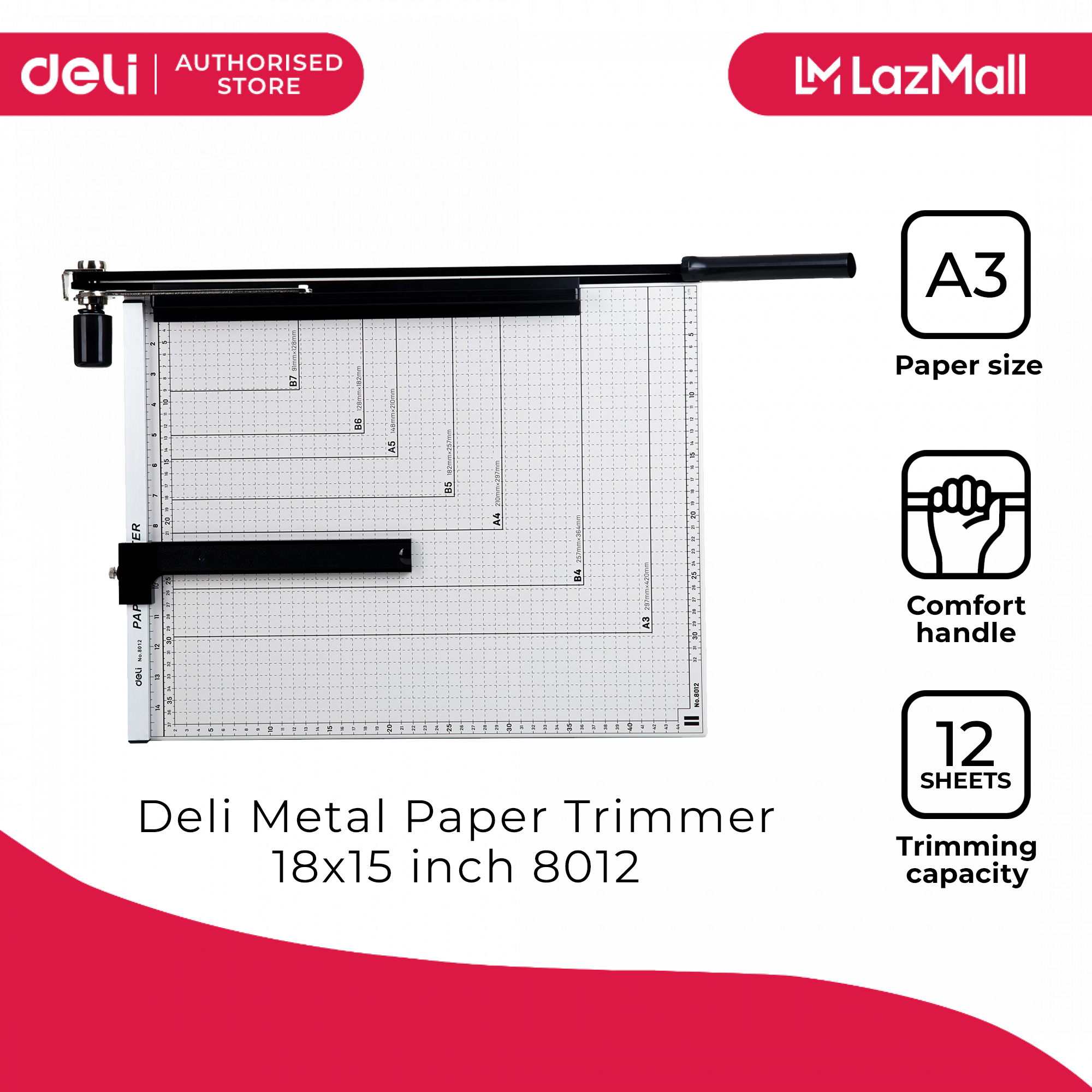 Deli Office Supplies - Metal Paper Trimmer 18x15 inch 8012 [75258012 ...