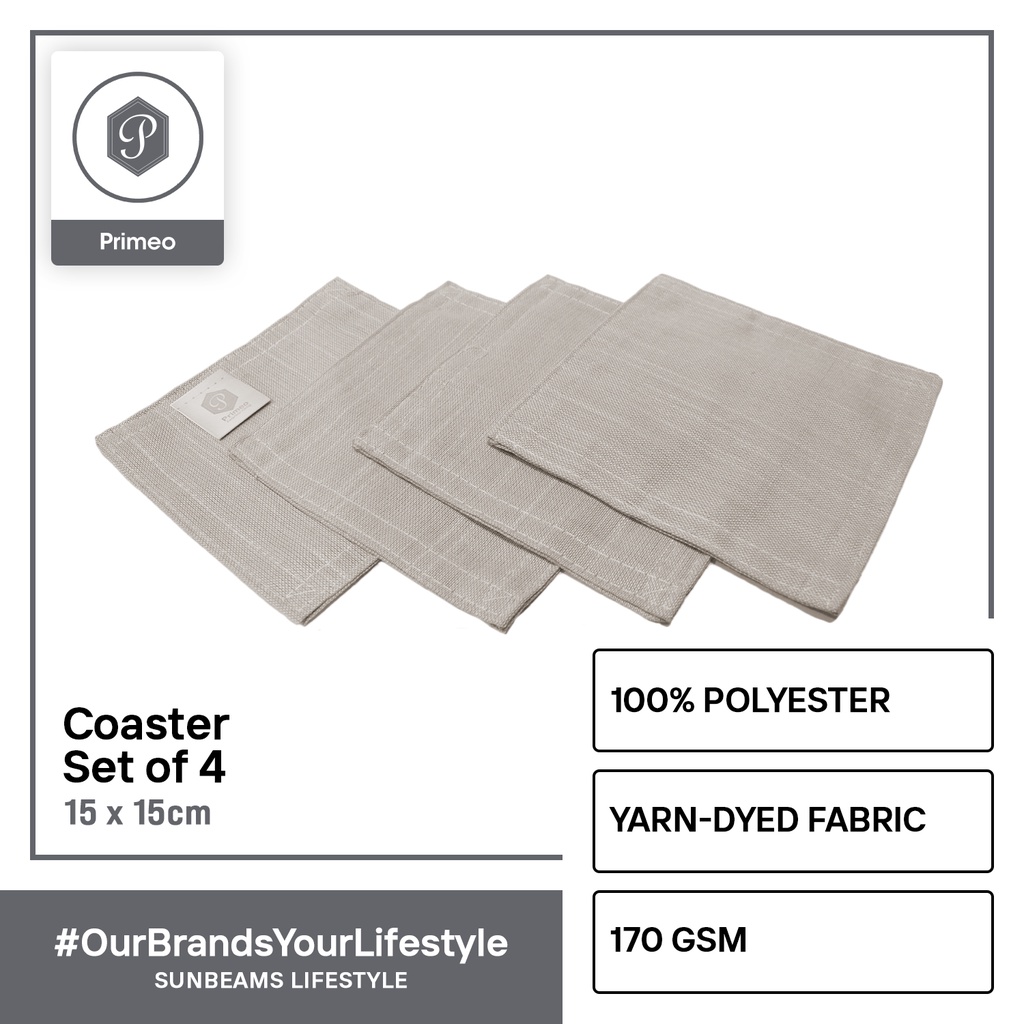 PRIMEO Yarn Dyed Coaster 100% Polyester 6x6 inches [Set of 4] Heavy ...