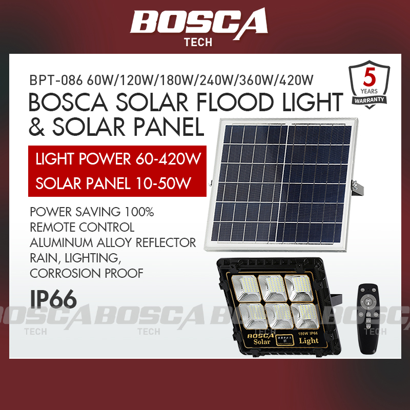 BOSCA Solar Flood Light LED Outdoor Street Lamp 5 year Warranty BPT-086 ...