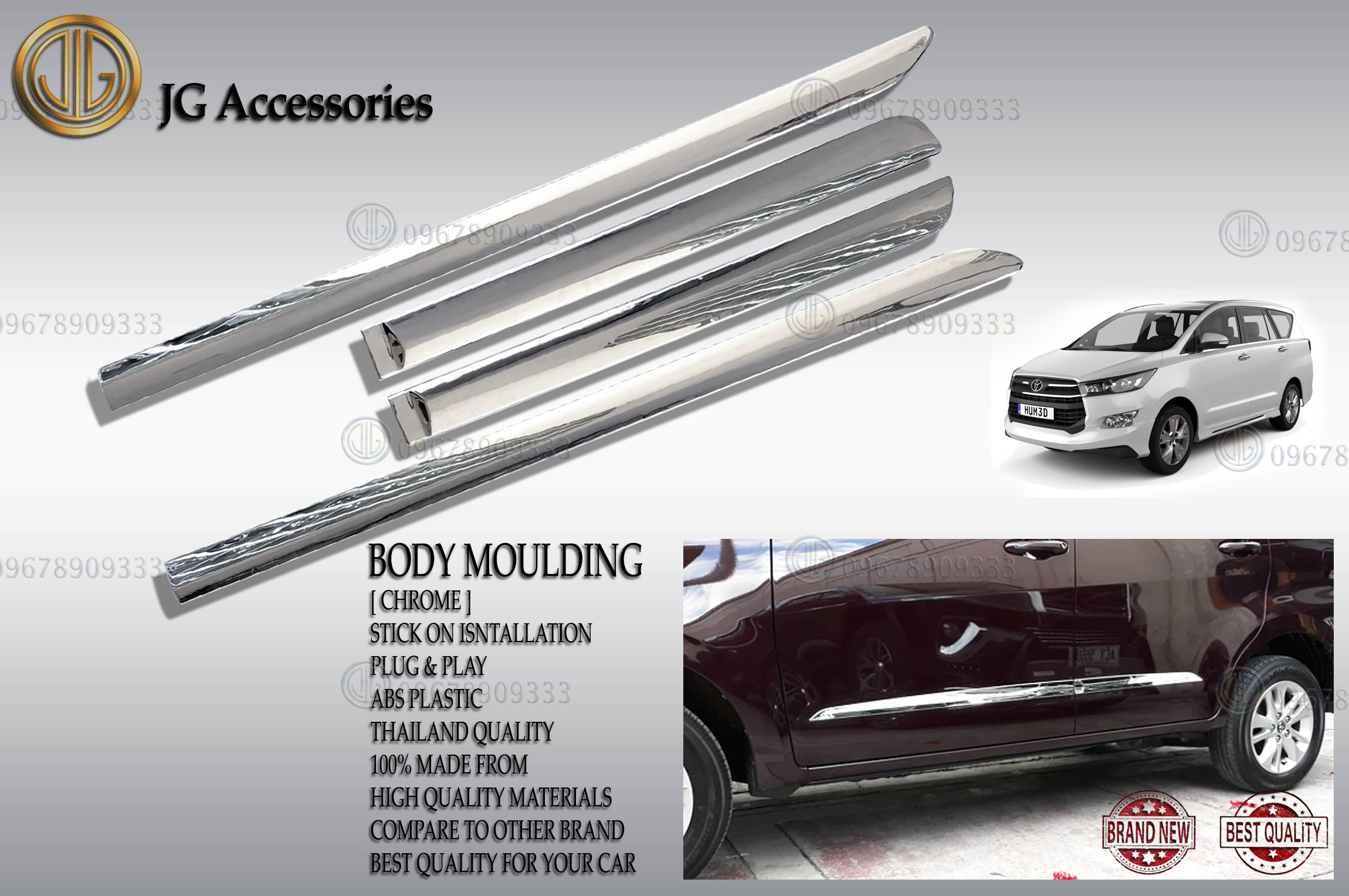 TOYOTA INNOVA 2016 2017 2018 2019 2020 2021 BODY MOULDING CHROME ...