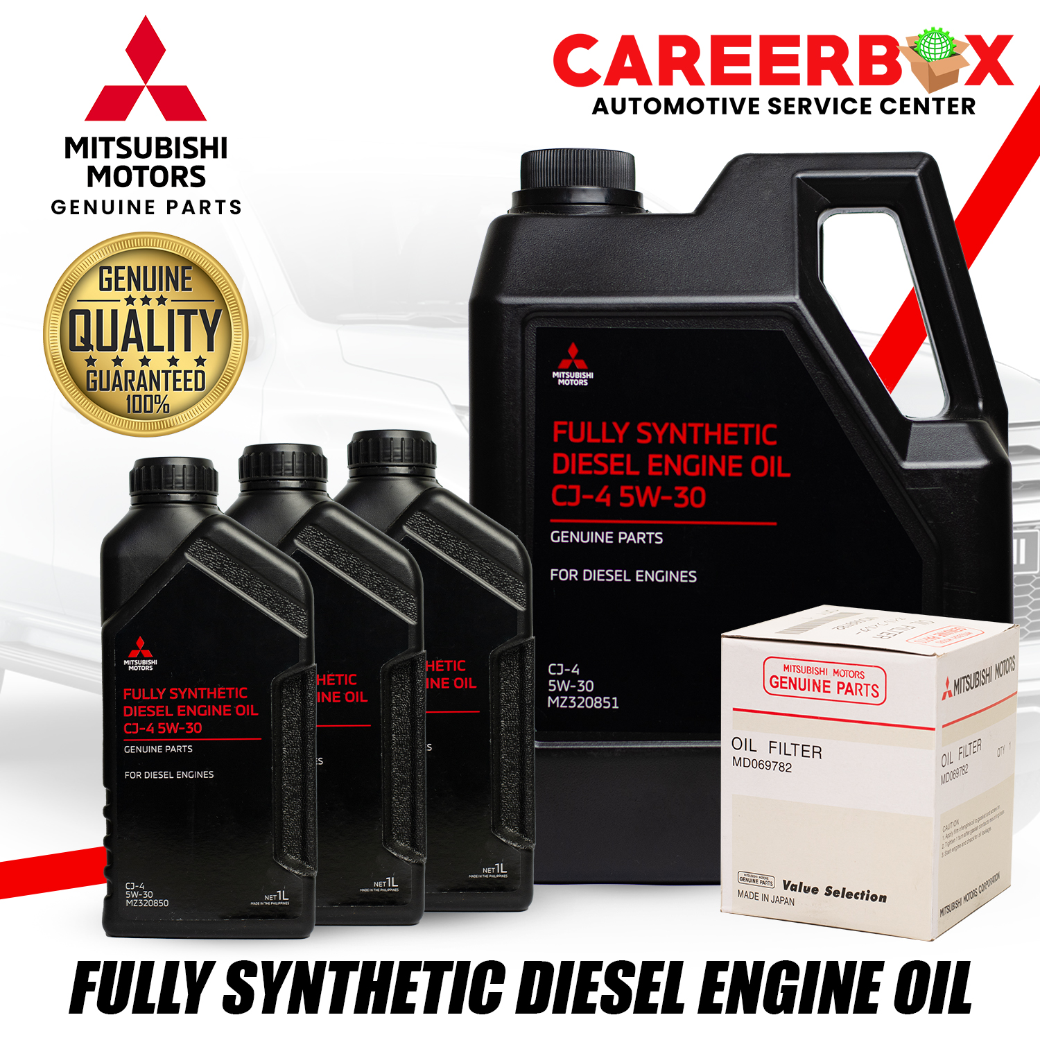 Mitsubishi Fully Synthetic Engine oil 7liters with Oil Filter and Drain ...