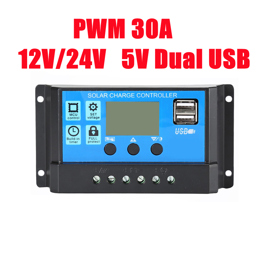 10A 20A 30A 60A PWM Solar Charge Controller 12V/24V Battery Regulator ...