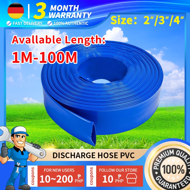 30M-60M Submersible Water Pump Hose 2" 3" 4" Discharge Duct Flat Blue ...
