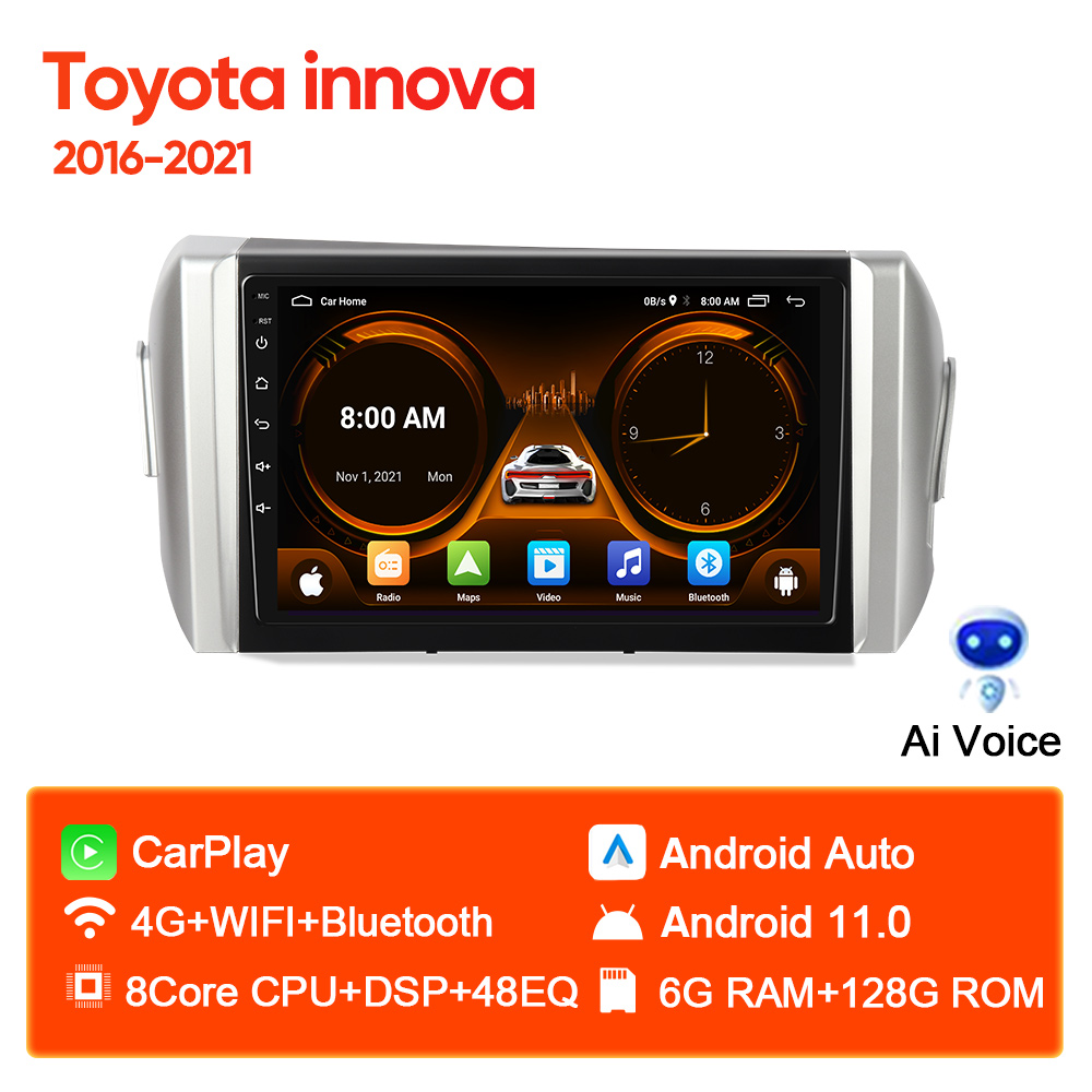 JIUYIN 9 inch Android Head Unit for Toyota innova 2016-2021 8-Core 4 ...