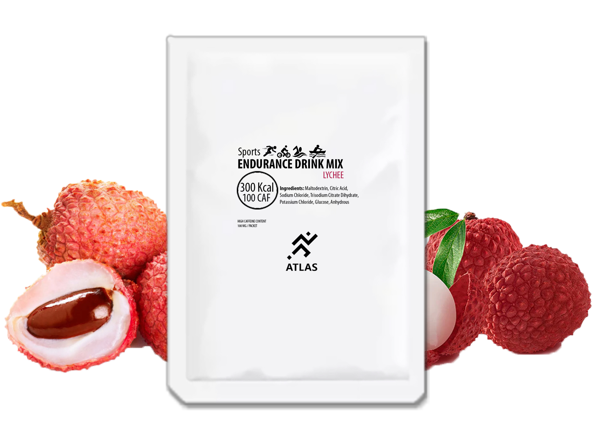 ATLAS ENDURANCE Caffeinated Drink Mix 300 Calories Lychee Flavor ...
