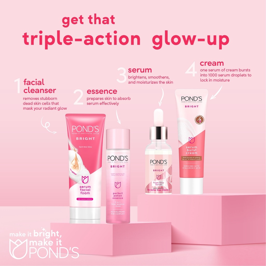 POND'S Bright Triple Glow Facial Serum with Gluta Boost and Niacinamide ...