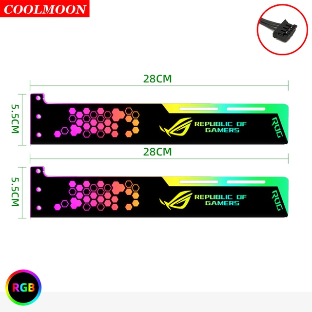 Coolmoon 28Cm Extended Graphics Card Support 5V 4PIN RGB GPU Holder ...