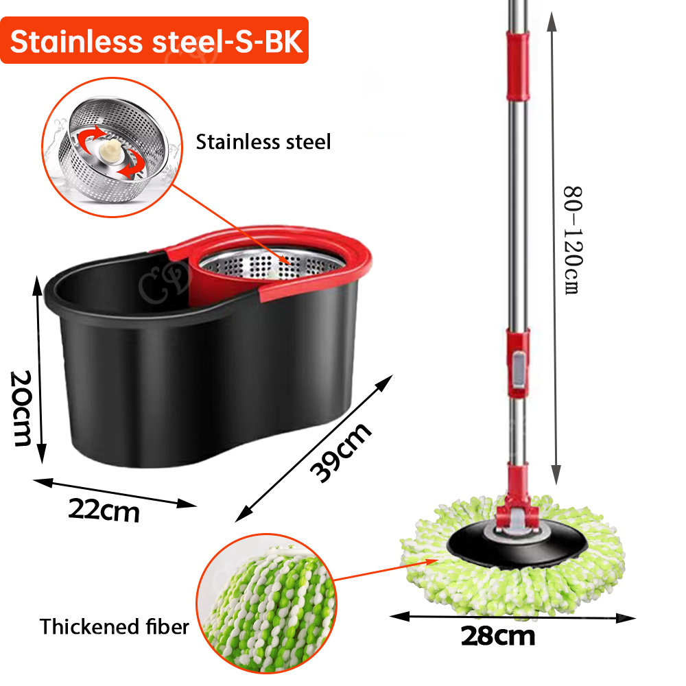 CD Mop with Spinner for Floor Cleaning Thicken Microfiber Mop Head Spin ...