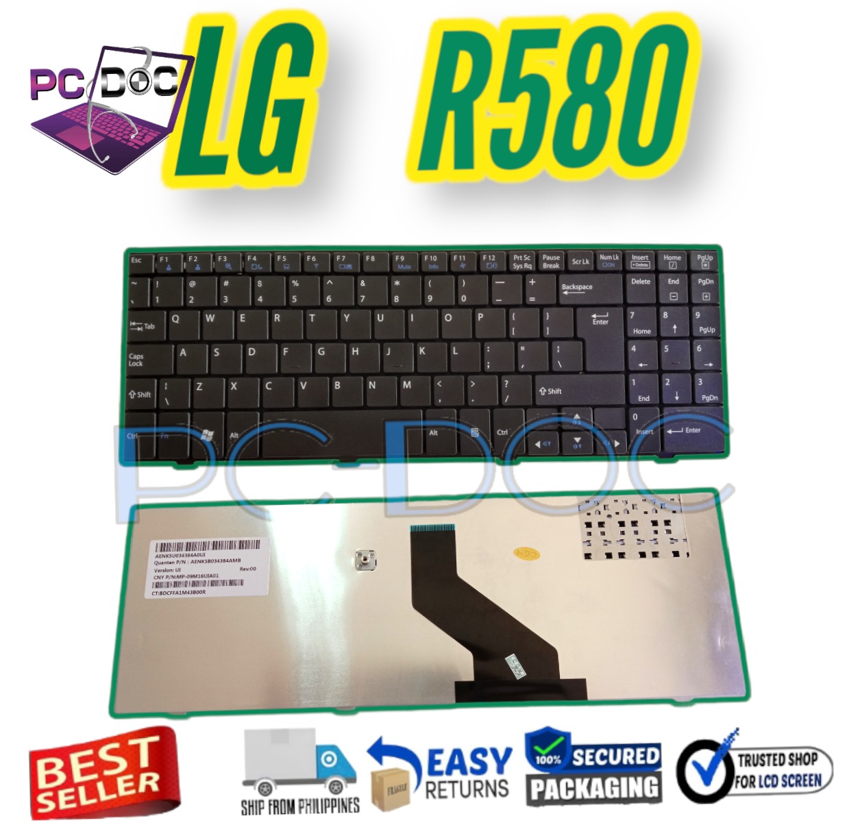 Brand New Keyboard Replacement for LG r560 r580 Laptop keyboard Black LG R580 R590 R560 QL4 ...