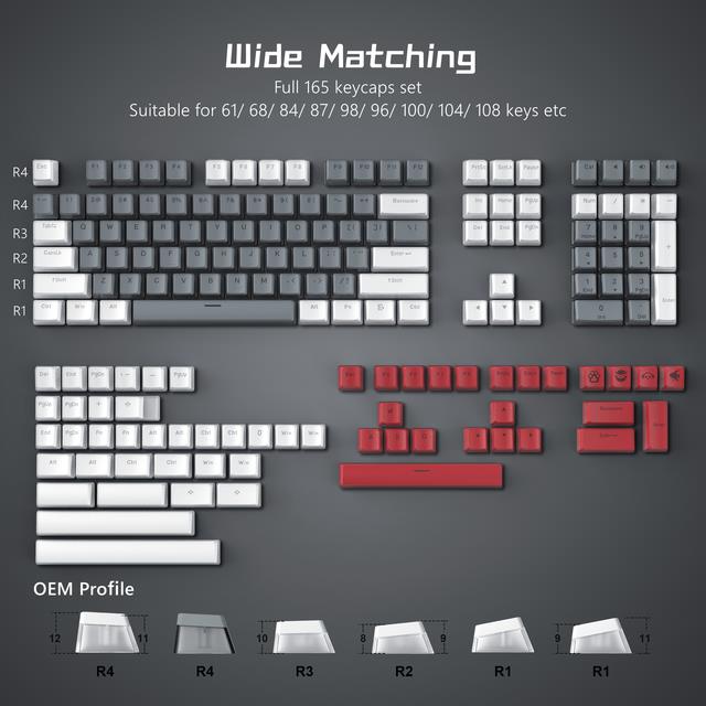 XVX Pudding Keycaps PBT 165 Key Shot Keycap Profile for 100 75 65 60 ...