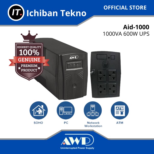 Awp Aid650/1000 Line Interactive 390W/600W UPS with Built-in AVR 4x US ...