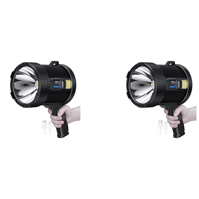2X Rechargeable Spotlight,100000 Lumens LED Spot Lights Handheld Large ...