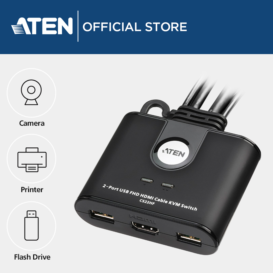 ATEN 2-Port USB HDMI KVM Switch FHD with Remote Port Selector for Windows / Mac / Linux Hot ...