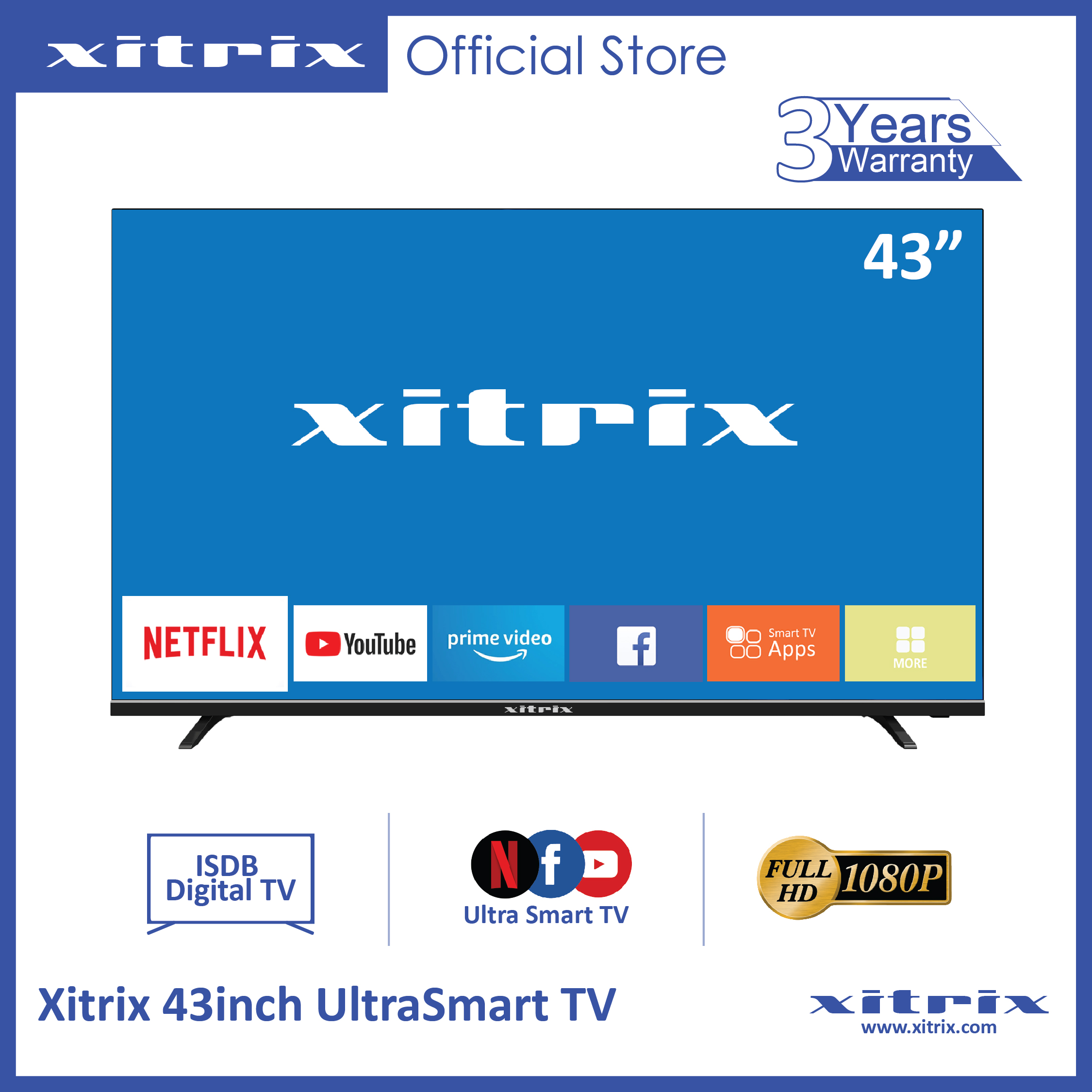 Xitrix 43-inch Bezel Free Netflix Smart Digital TV; 3 Years Warranty ...