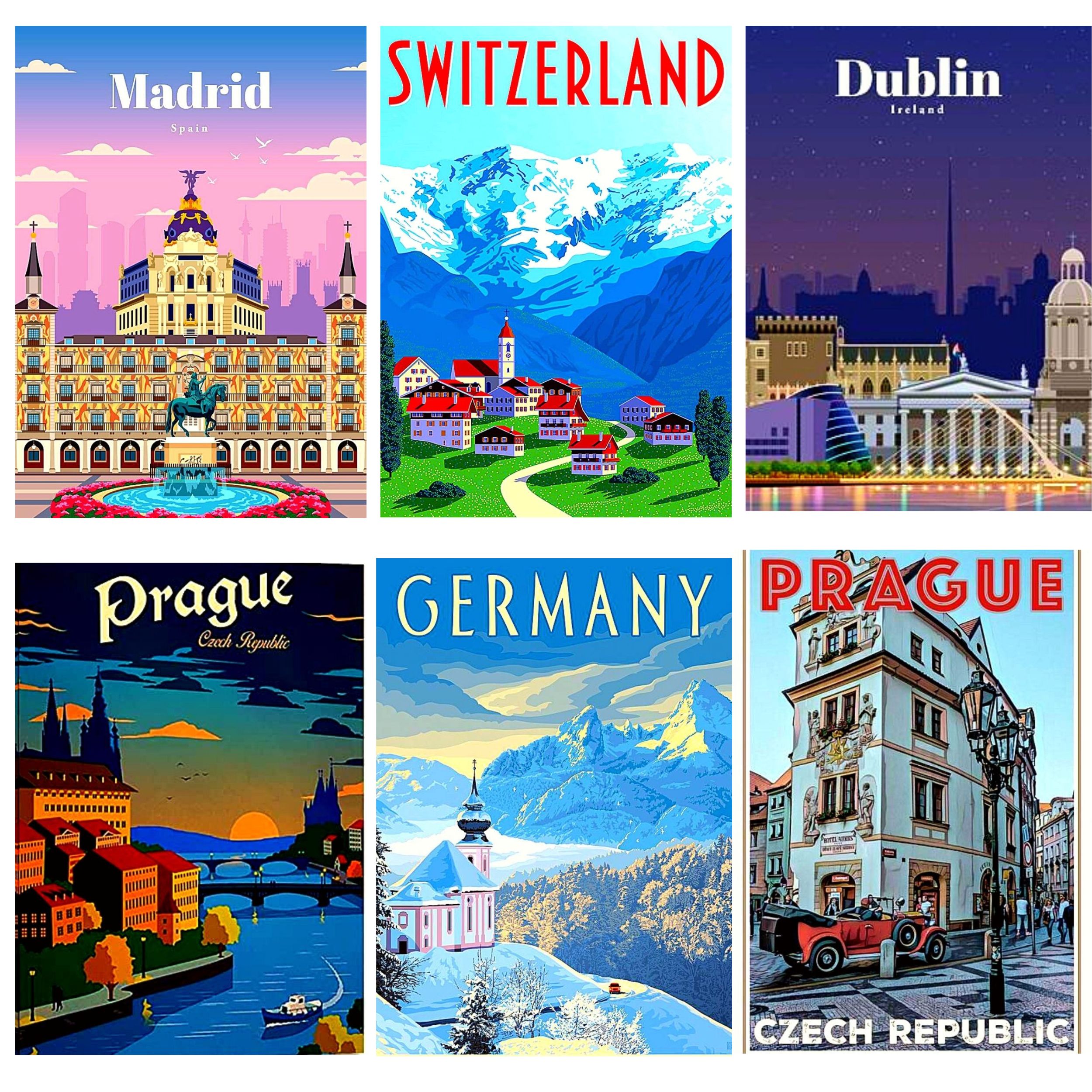 International Vintage Design Rubber Ref Magnet (Madrid,Switzerland ...