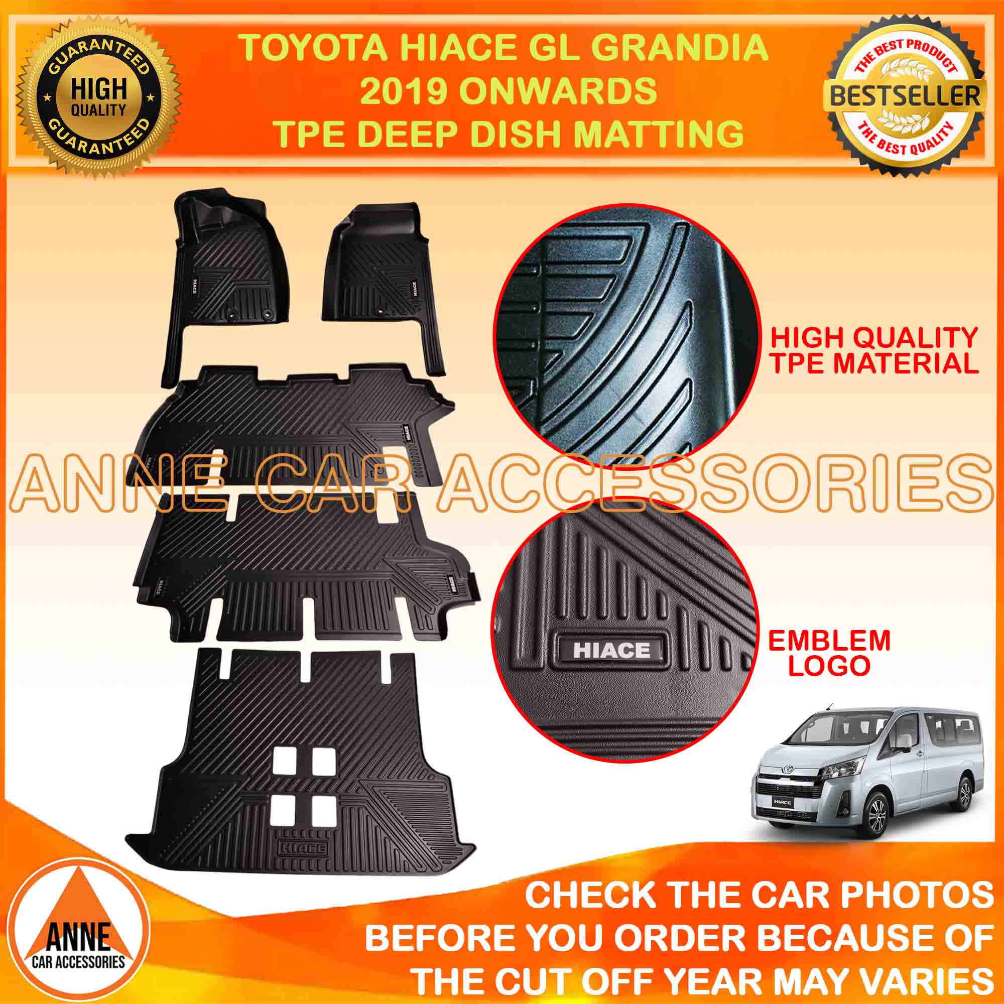 TPE Black Car Deep Dish for Toyota Hiace Commuter 2019 2020 2021 2022 ...