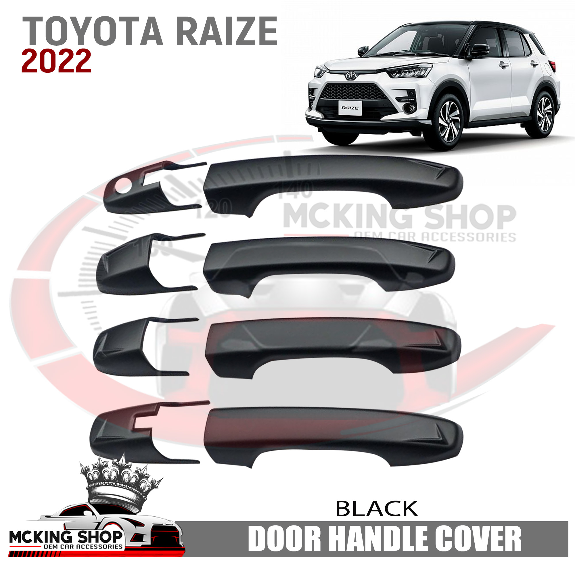 Toyota Raize 2022 Door Handle Cover (Matte Black) with smart key hole ...